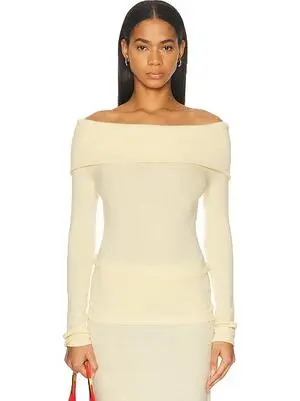 LISA YANG Lisa Yang Claudina Off-the-Shoulder Knit Top Limone