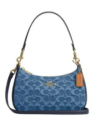 COACH® Teri Signature Denim Shoulder Bag - Denim/gold/indigo