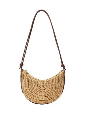 REISS Woven Raffia Shoulder Bag - Natural