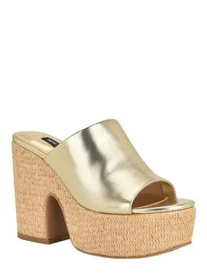 Nine West Olley Platform Slide Sandal - Gold 710