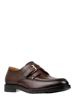 DONALD PLINER Calan Leather Monk Strap Shoe - Cognac