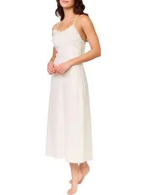 Rya Collection Haven 3d Floral Organza Charmeuse Nightgown - Ivory