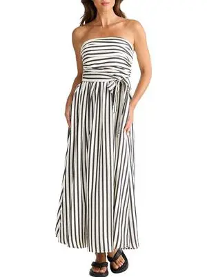 BRAVE+TRUE Avalon Stripe Strapless Maxi Dress - Black Stripe