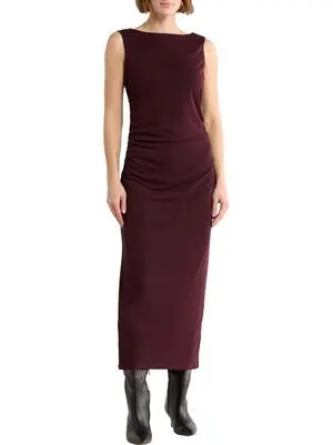 WAYF Ruched Sleeveless Dress - Plum