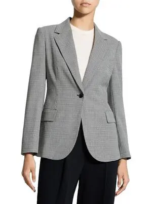 Theory Lynnia Houndstooth Blazer - Black Multi