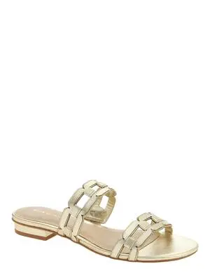 KOKO + PALENKI Cassy Chain Link Slide Sandal - Gold Metallic Leather