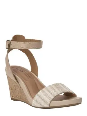 Lucky Brand Ankle Strap Platform Wedge Sandals - Natural Multi