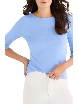 NIC+ZOE Boat Neck Three-quarter Sleeve Top - French Blue
