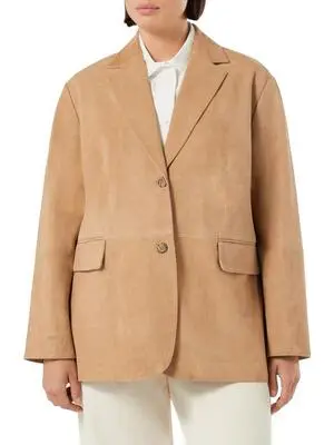 Marina Rinaldi Olivi Suede Blazer - Beige