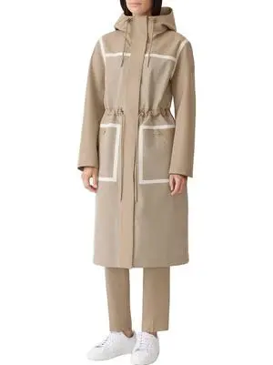 Mackage Jana-ht Houndstooth Tech Raincoat - Light Camel-cream