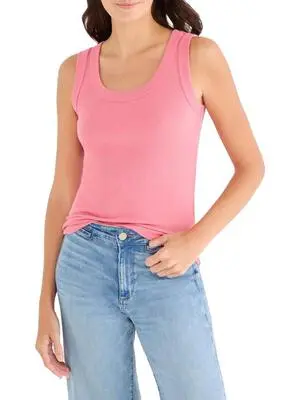 NIC+ZOE Perfect Knit Rib Scoop Neck Tank - Raspberry