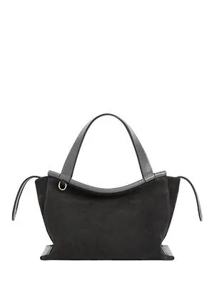 WANDLER Ida Suede Crossbody Bag - Grey