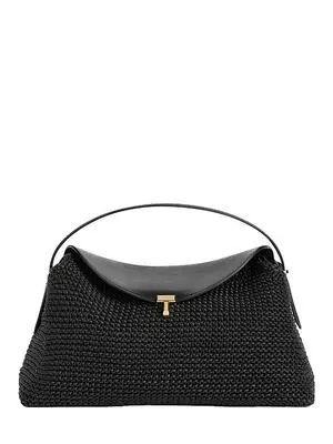 TOTEME T-lock Woven Leather Handbag - Black