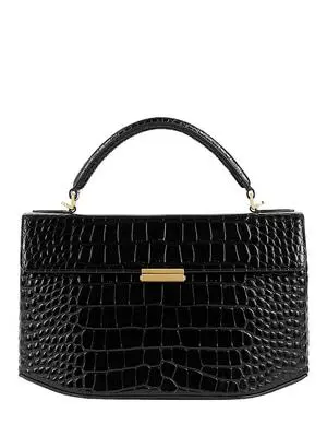 TOTEME Croco Embossed Leather Box Bag - Black