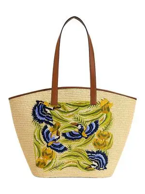 Farm Rio Raffia Basket Tote - Sunny Paradise