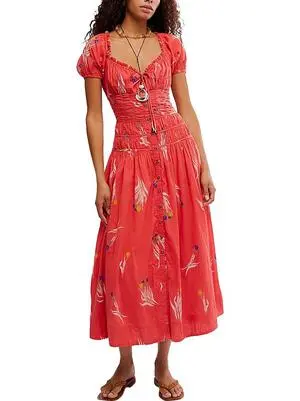 Free People Complete Me Midi Dress Coral Combo