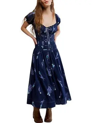 Free People Complete Me Midi Dress Navy Combo