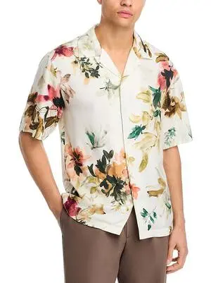 Simkhai Casper Ivory Floral Shirt - Ivory Watercolor Floral