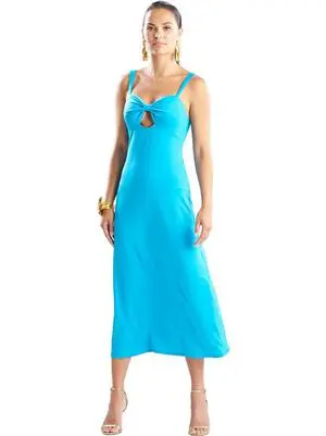 Natori Solid Jersey Maxi Dress Wave Blue