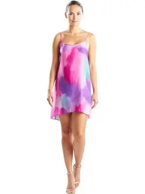 Natori Watercolor Sheer Mini Dress - Pink