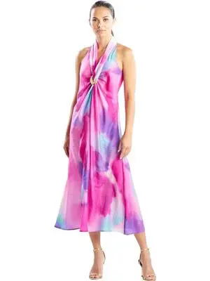 Natori Watercolor Halter Maxi Dress - Pink