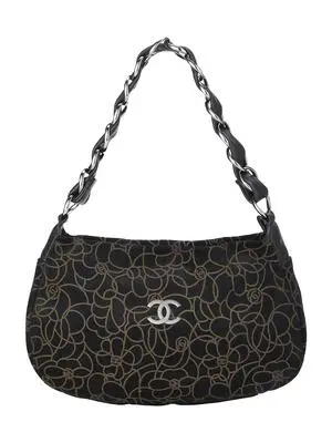 CHANEL Camellia Suede Shoulder Bag