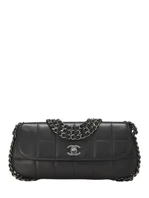 CHANEL Chocolate Bar Flap Bag With Three Chain Straps