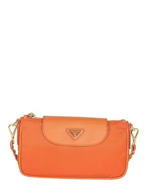 Prada Tessuto Nylon Saffiano Flap Crossbody Bag - Orange