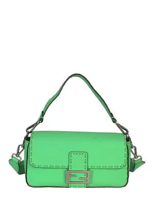 Fendi Light Roma Selleria Nappa Sintetica Tape Stitch Baguette Nm - Green