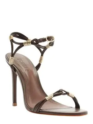 Schutz Nara Ankle Strap Stiletto Sandal - Root Brown