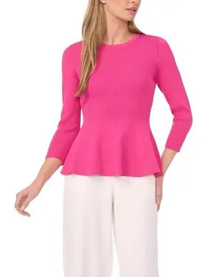Halogen Rib Peplum Sweater - Rose Violet