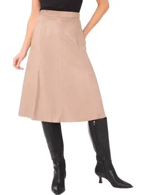 Halogen Paneled A-line Midi Skirt - Mocha Meringue