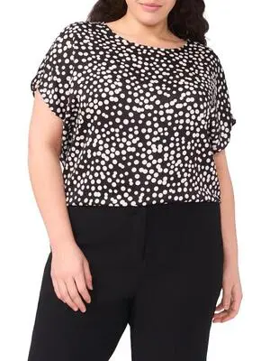 Halogen Polka Dot Crepe Top - Rich Black