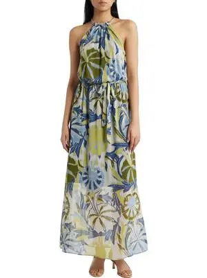 CECE DUPRAZ Floral Chain Neck Maxi Dress - Cream Multi