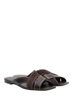 TOD'S Leather Slides - Brown