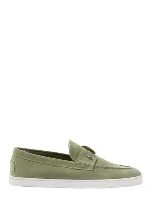CHRISTIAN LOUBOUTIN Chambeliboat Suede Slip-on Loafers - Green