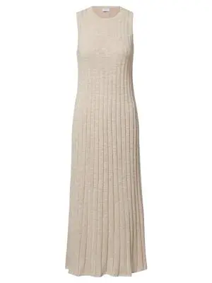 Brunello Cucinelli Ribbed Knit Midi Dress - Beige