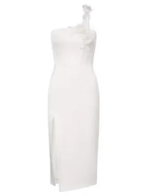 David Koma Floral-appliqué Bustier Dress - White