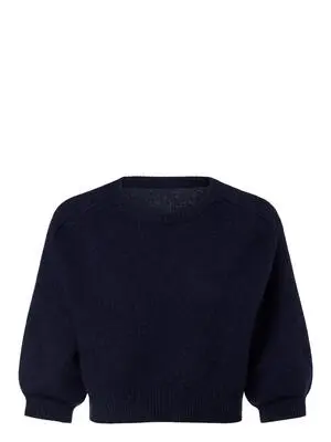 Khaite Lorelai Cropped Wool And Cashmere Sweater - Blue