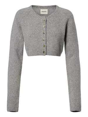 Khaite Steph Cropped Cashmere Cardigan - Grey