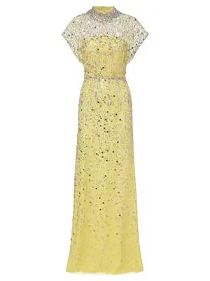 Jenny Packham Crystal Beaded Gown - Yellow