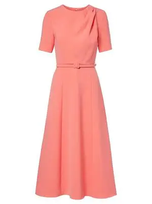 Carolina Herrera Belted Crêpe Midi Dress - Pink
