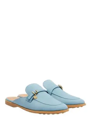 TOD'S Gommino Leather Mules With Buckle Detail - Blue