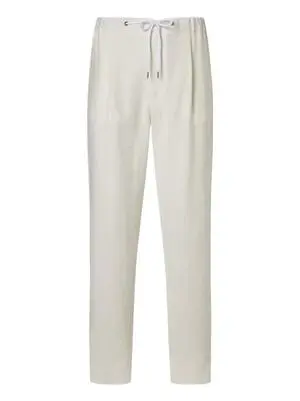 Giorgio Armani Linen Canvas Tapered Pants - White