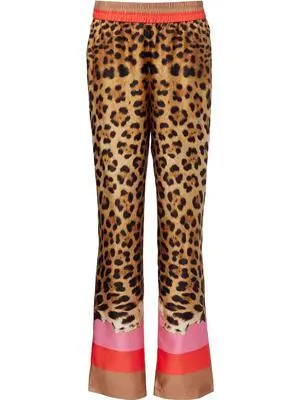 Roberto Cavalli Leopard-print Silk Straight Pants - Beige
