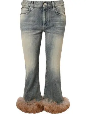 Balenciaga Capri Jeans With Fur Trim - Blue