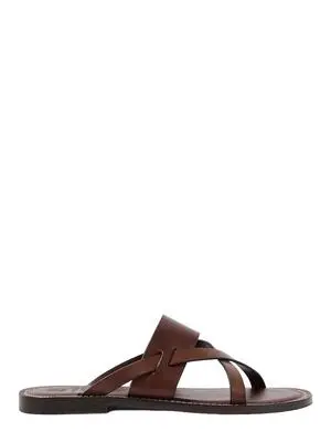 Brunello Cucinelli Calf Leather Open Toe Sandals - Brown