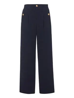 Mcm Bouclé Wide Leg Pants - Navy Blazer