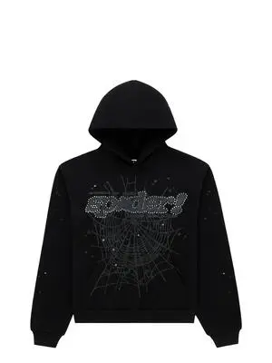 SP5DER Rhinestone Punk V2 Hoodie - Black