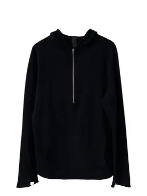 Chrome Hearts Mini Leather Cross Patch Cashmere Half Zip Hoodie - Black